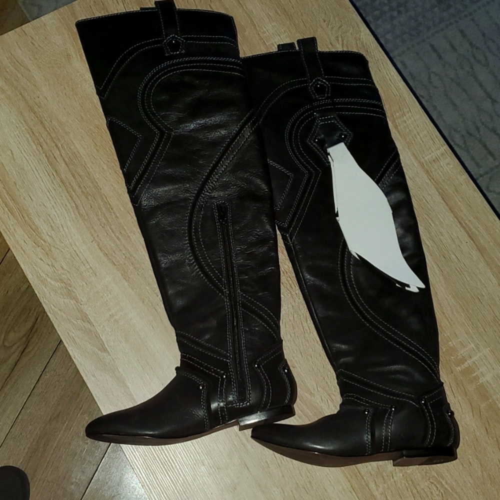 Nwot Zi Giny Leather Thigh High Boots. 6. - Gem